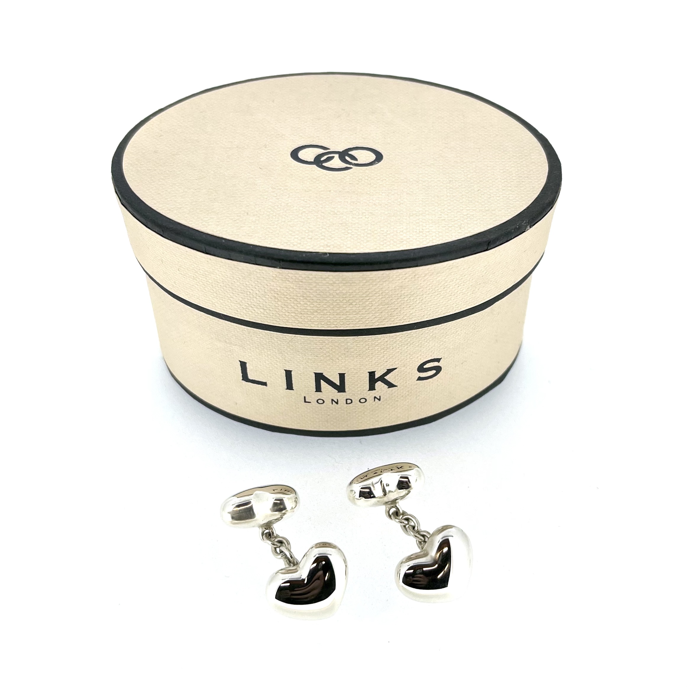 Vintage 2001 Links of London Sterling Silver Heart Cufflinks