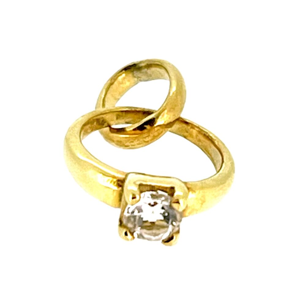 Vintage Links of London Big Rock Diamond Ring Charm Gold Plated